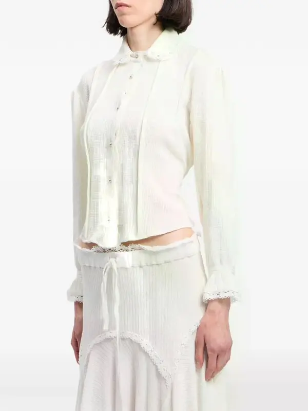 ANN DEMEULEMEESTER Lace-trim Waffle-knit Shirt