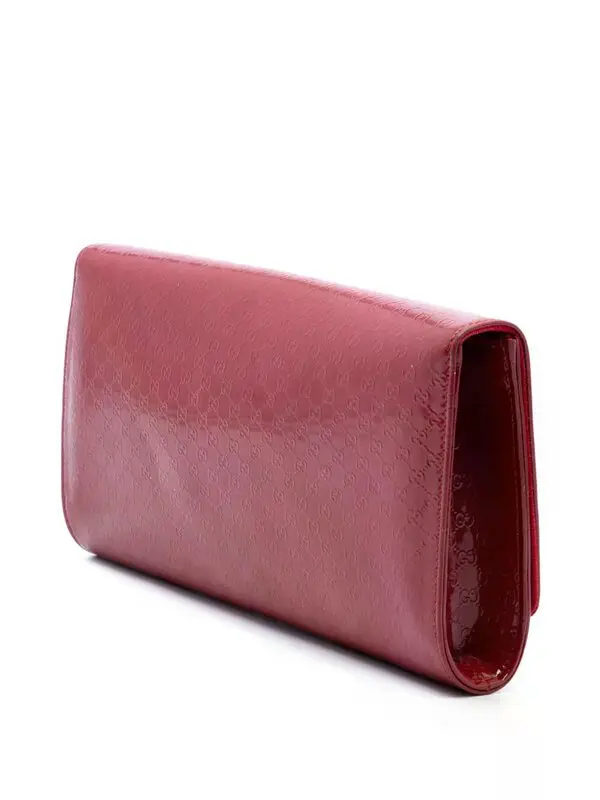 Gucci 2016-2026 Microguccissima Patent Broadway Clutch Bag - Red