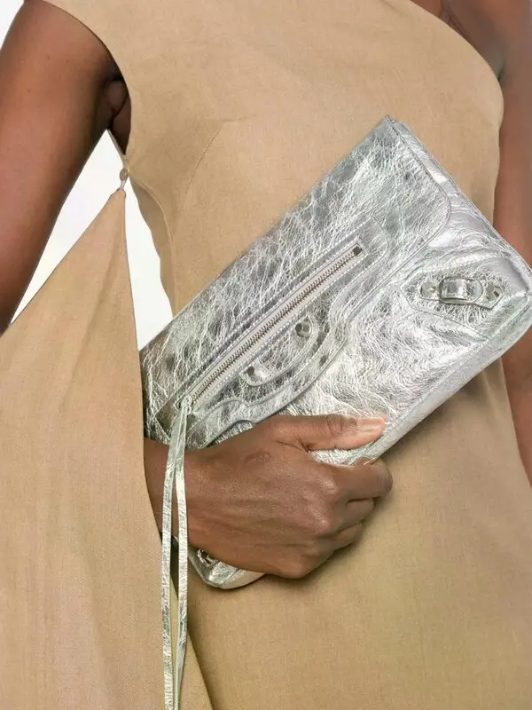 Balenciaga Le Cagole Metallic Clutch Bag