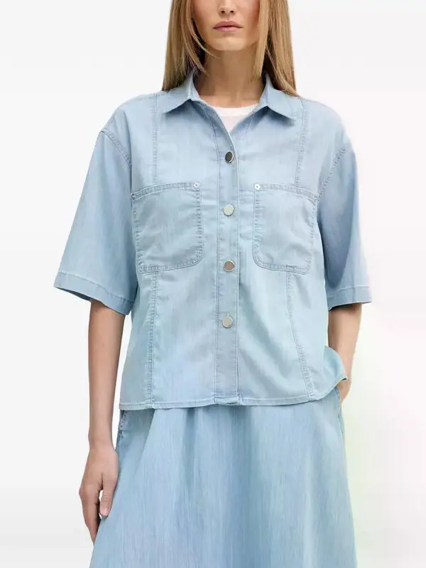 MARC AUREL Button-up Short-sleeve Shirt - Blue