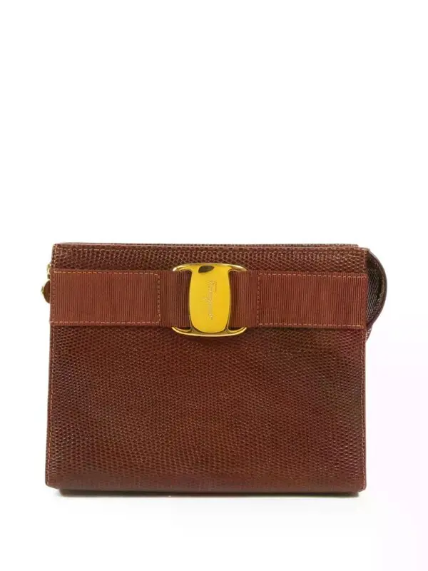 FERRAGAMO Vara Ribbon-detail Mini Leather Clutch Bag