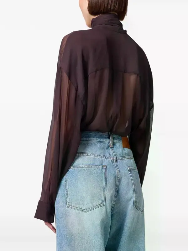 MSGM Tie-neck Sheer Blouse