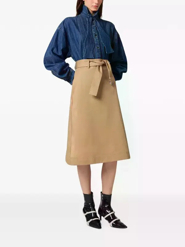 MSGM Belted Lace-trim Midi Skirt