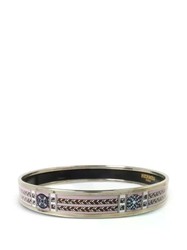 Hermès Narrow Enamel Bangle - Silver