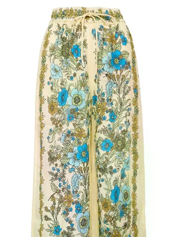 ALEMAIS Sophia Floral-print Linen Trousers