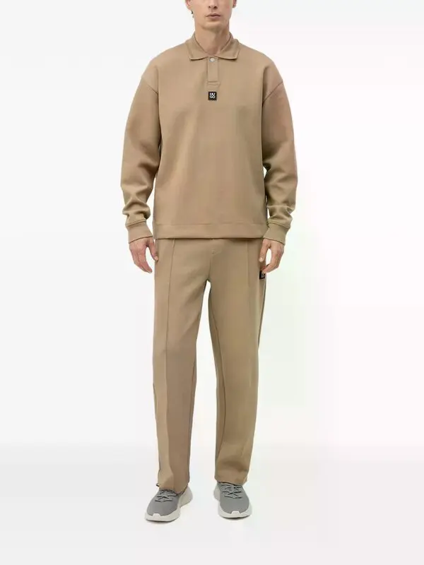 Hugo Structured Cotton-blend Sweatshirt With Polo Collar