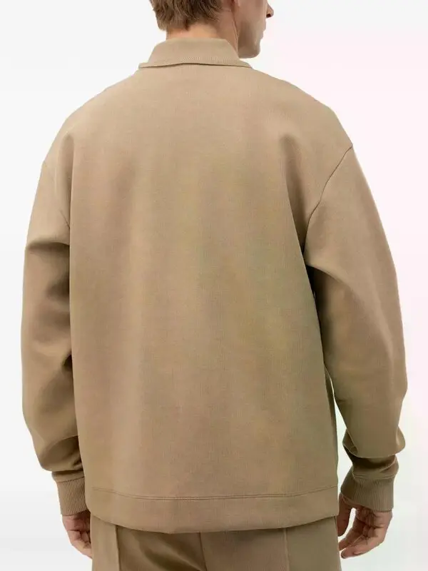 Hugo Structured Cotton-blend Sweatshirt With Polo Collar