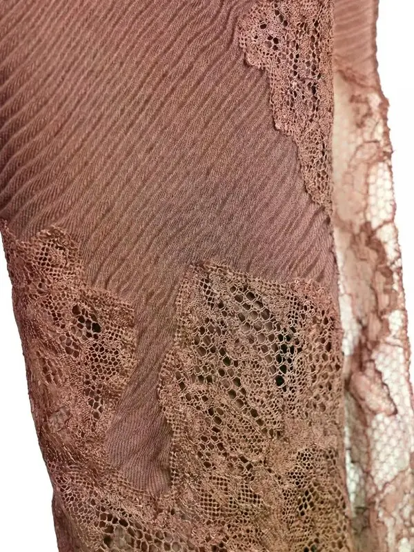Valentino Garavani Plissé Lace-trim Scarf - Brown