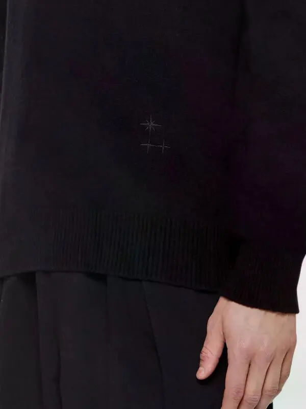 LANEUS Star-embroidered Crew-neck Sweater