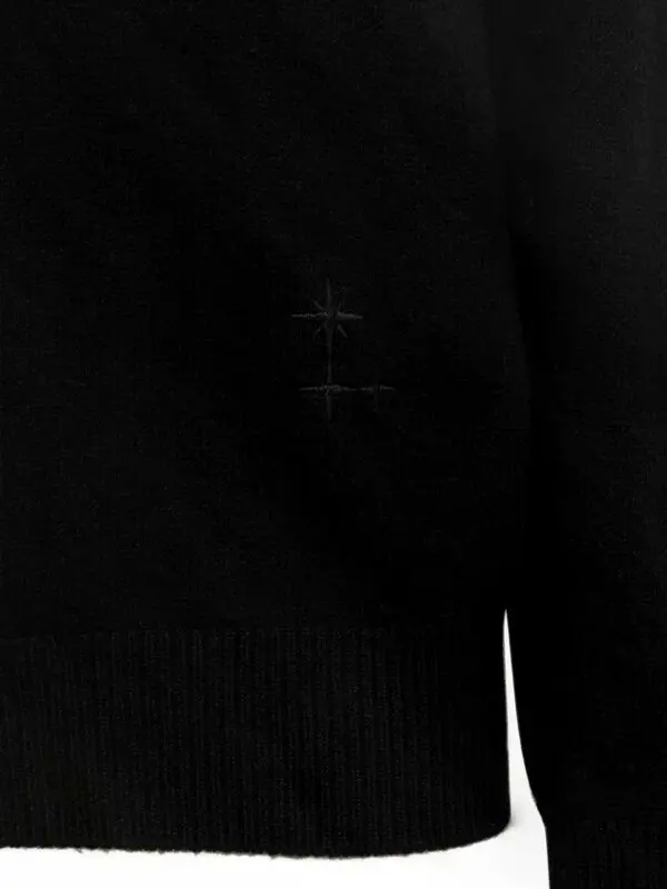 LANEUS Star-embroidered Crew-neck Sweater