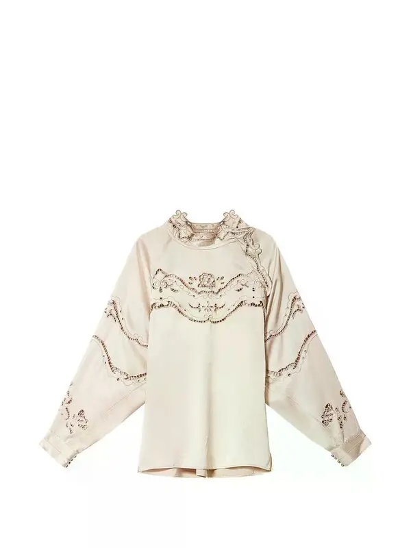 Isabel Marant Étoile Enelia Silk Satin Broderie Anglaise Blouse
