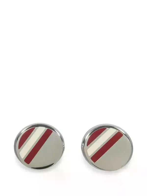 Bally Striped Round Cuff Links - Silver