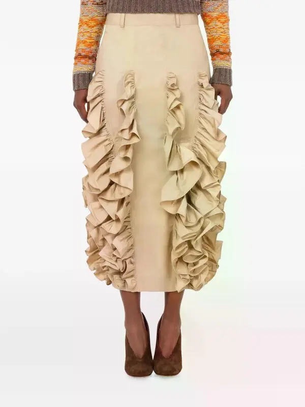 Moschino Ruffled Midi Skirt - Neutrals