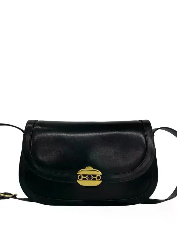 Gucci 20th Century Calfskin Horsebit Flap Crossbody Bag - Black