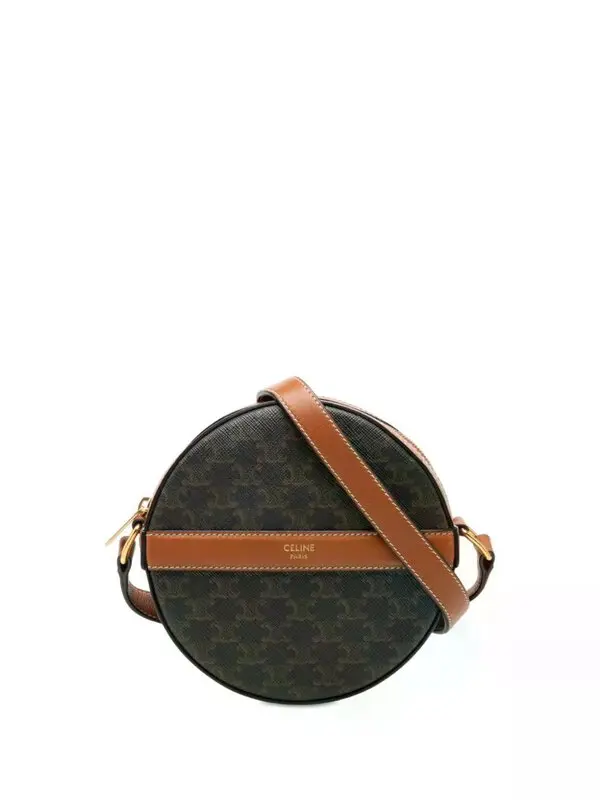 Celine 2021 Triomphe Coated Canvas Round Purse On Strap Crossbody Bag