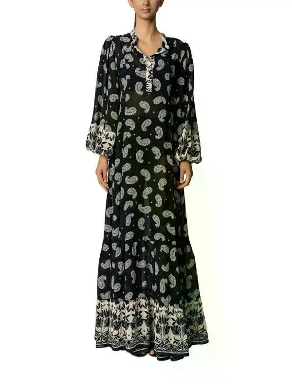 MIAU BY CLARA ROTESCU Paisley-print Maxi Dress - Black