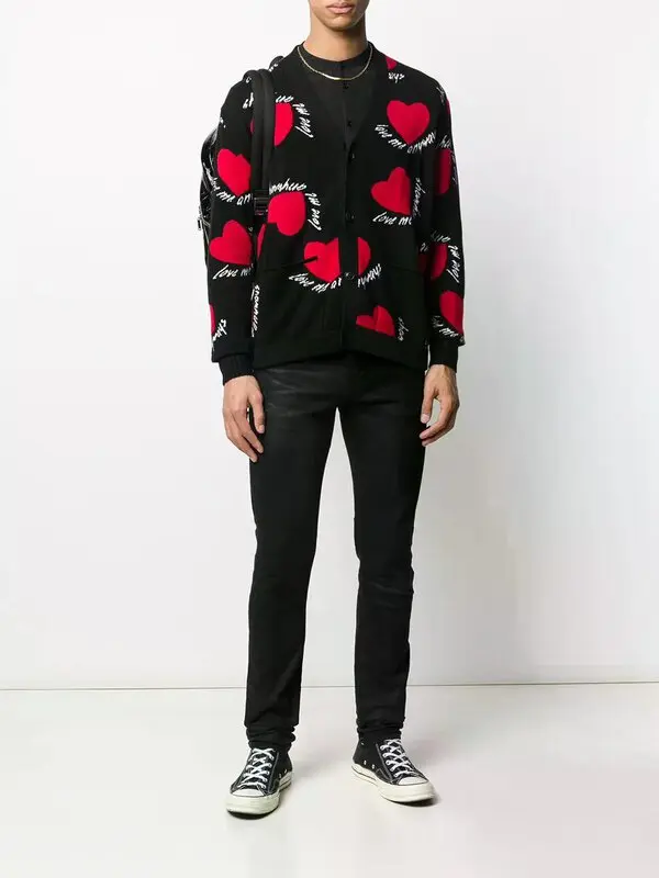 Amiri Hearts Intarsia Cardigan