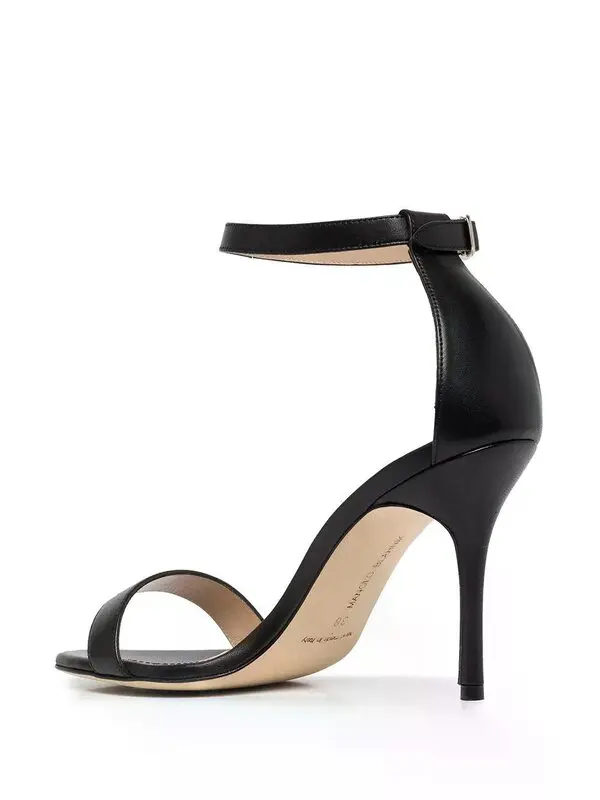 Manolo Blahnik 180mm Open-toe Leather Sandals - Black