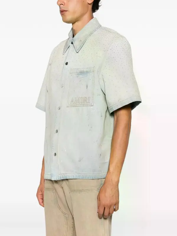 Amiri Crystal-embellished Logo-patch Shirt