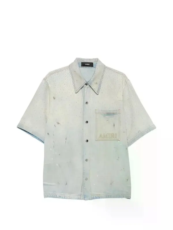 Amiri Crystal-embellished Logo-patch Shirt