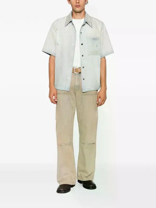 Amiri Crystal-embellished Logo-patch Shirt