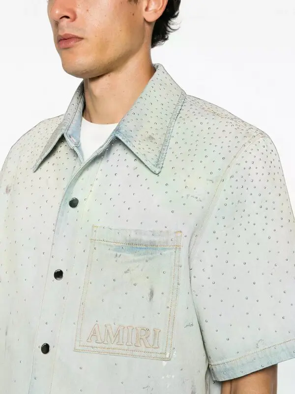 Amiri Crystal-embellished Logo-patch Shirt