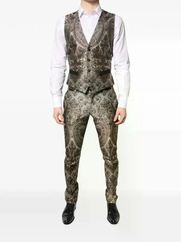 Dolce & Gabbana Baroque-jacquard Three-piece Suit