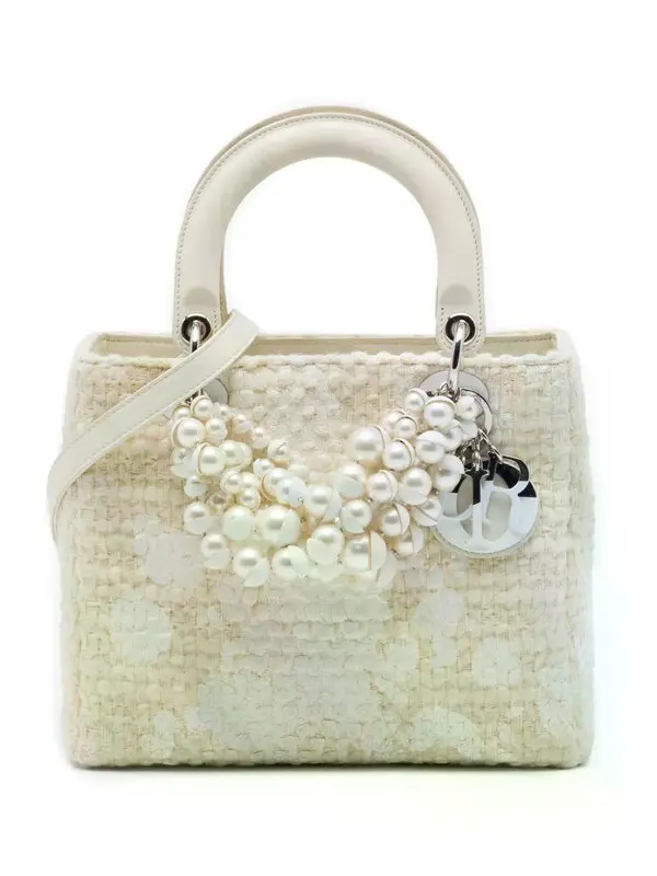 Dior 2012 Medium Tweed Pearl Lady Satchel