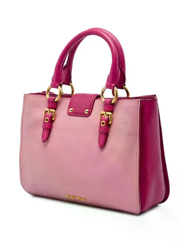 Miu Miu 2010-2026 Bicolor Goatskin Madras Satchel - Pink