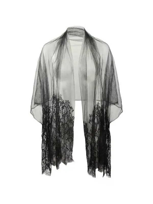 Valentino Garavani Lace-trim Tulle Scarf - Black