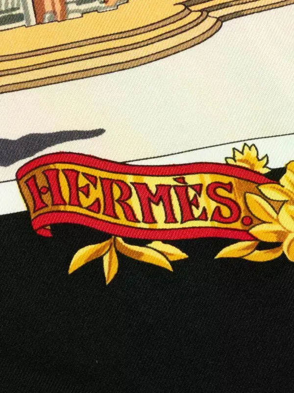 Hermès 1990-2010 Sanssoucy Silk Scarf 90 Scarves - Black