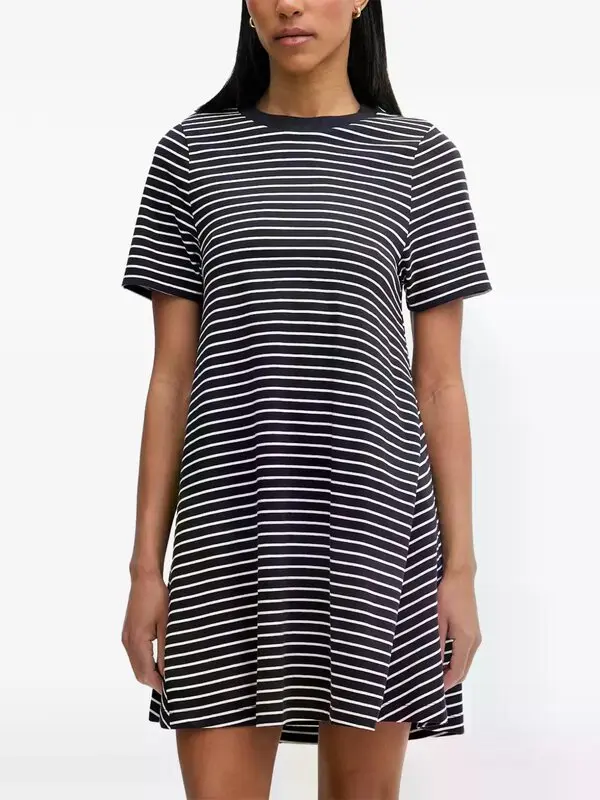 Marc O'polo Striped Short-sleeve Mini Dress - Black