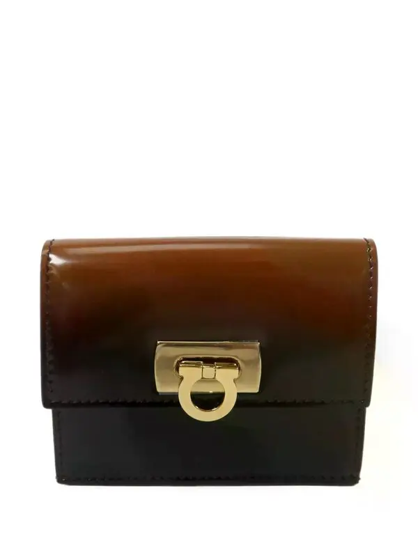 FERRAGAMO Wanda Gancini Compact Wallet - Brown