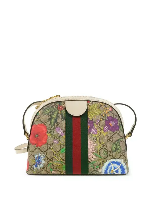 Gucci Ophidia Gg Flora Shoulder Bag - Neutrals