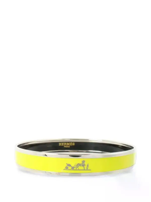 Hermès Pm Caleche Enamel Bangle - Silver