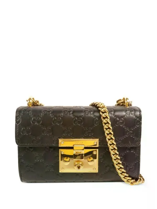 Gucci Small Padlock Leather Shoulder Bag - Black