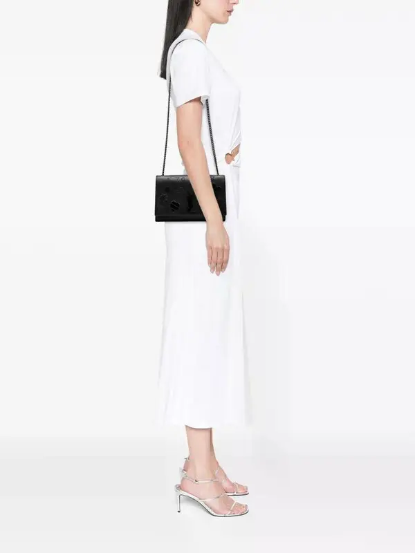 Saint Laurent 2016 Medium Calfskin Star And Heart Patchwork Monogram Monochrome Kate Crossbody Bag