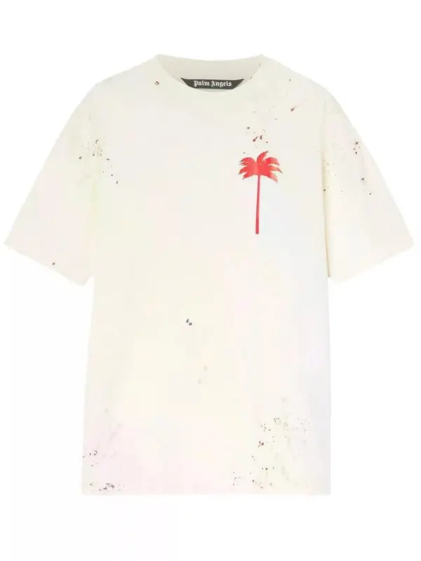 Palm Angels Palm Tree-print Spray-paint Effect T-shirt