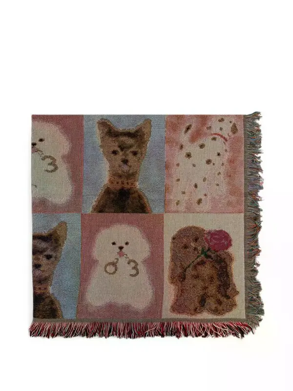 CARNE BOLLENTE Graphic-print Fringed Blanket - Brown