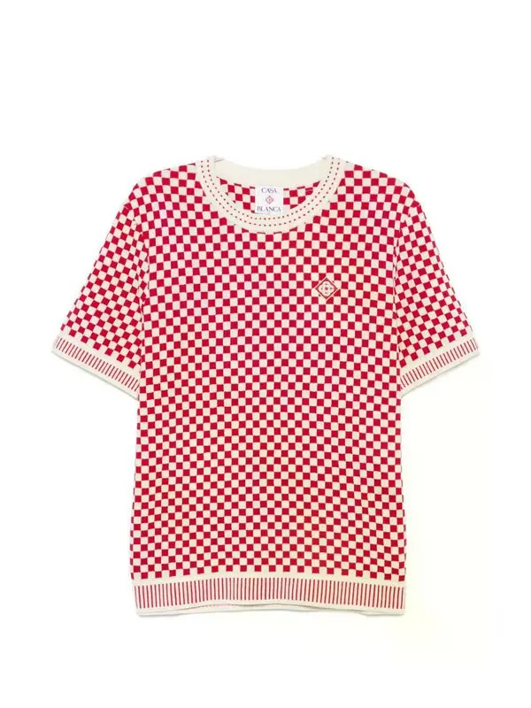 Casablanca Checkered Knit T-shirt - Red