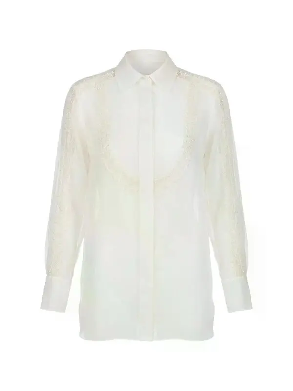 Valentino Garavani Bead-embellished Sheer Shirt