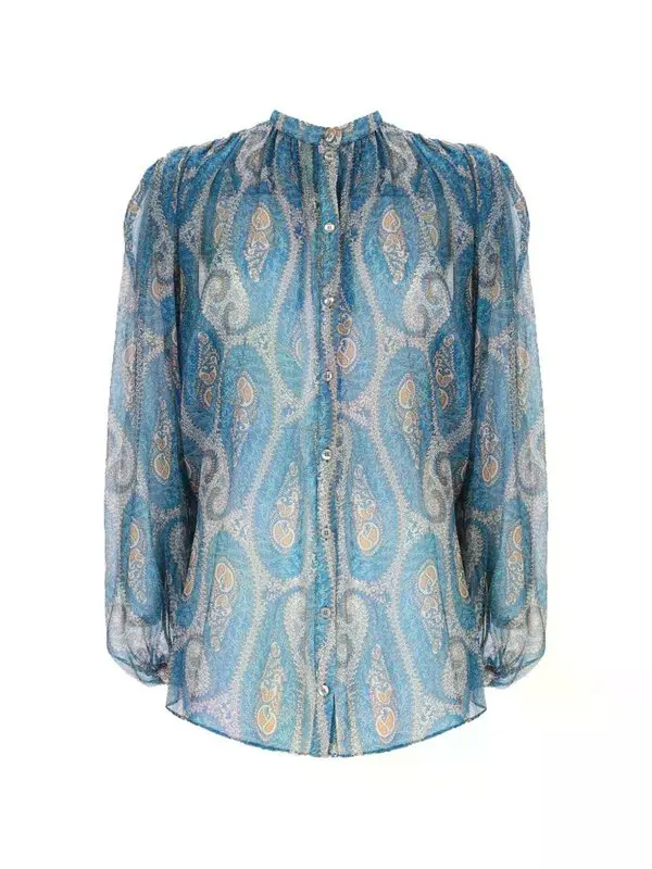 Etro Paisley-print Pleated Blouse - Blue