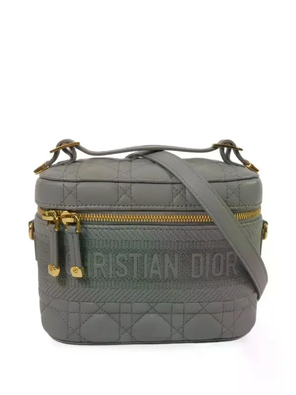 Dior Cannage Vanity Case Tote Bag - Grey