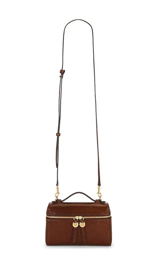 Tory Burch Romy Embossed Slim Top Handle Bag - Brown