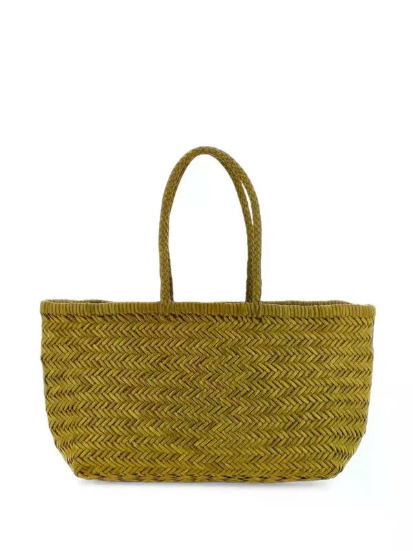 Dragon Diffusion Big Bamboo Triple Jump Woven Leather Tote Bag - Green
