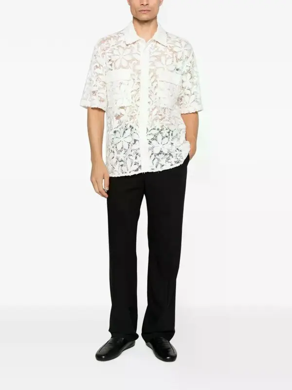 Simkhai Floral-lace Short-sleeve Shirt