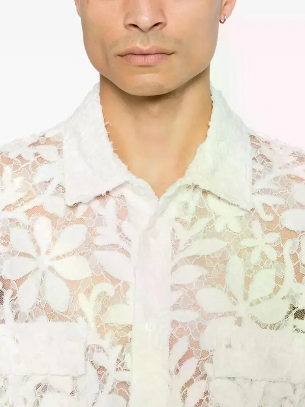 Simkhai Floral-lace Short-sleeve Shirt