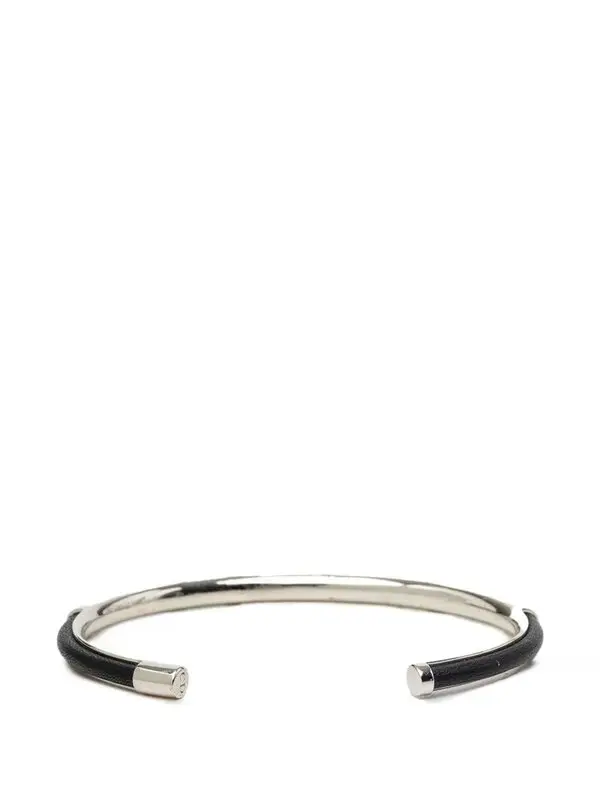 Dior 20th Century Brass And Leather Open Cuff Bangle Costume Bracelet