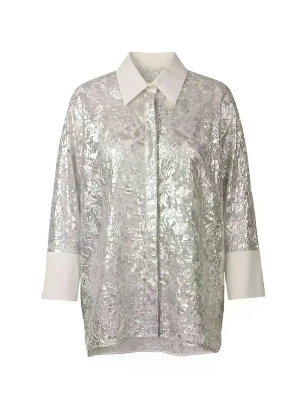 Valentino Garavani Floral-lace Metallic Shirt