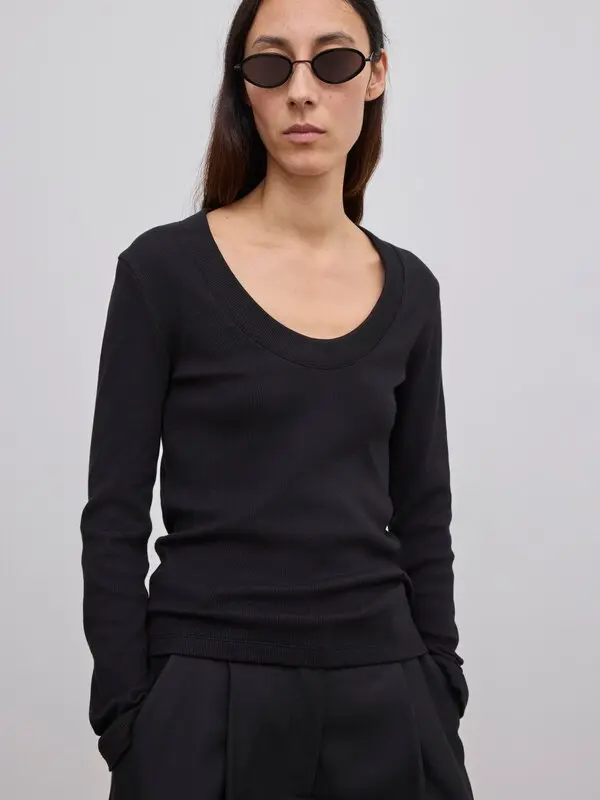 HOUSE OF DAGMAR Scoop Jersey Top - Black